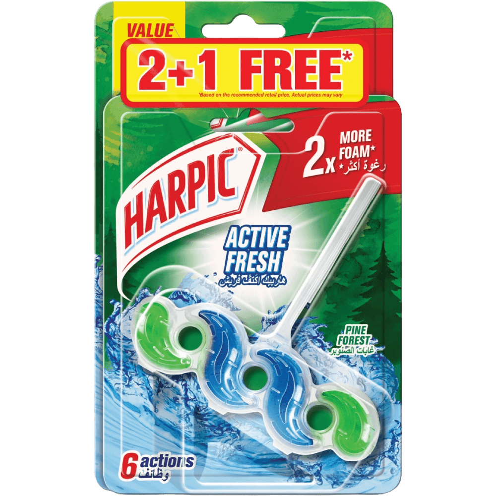 Harpic Fresh Power Pine Forest Toilet block gives 2x foam | Harpic ME